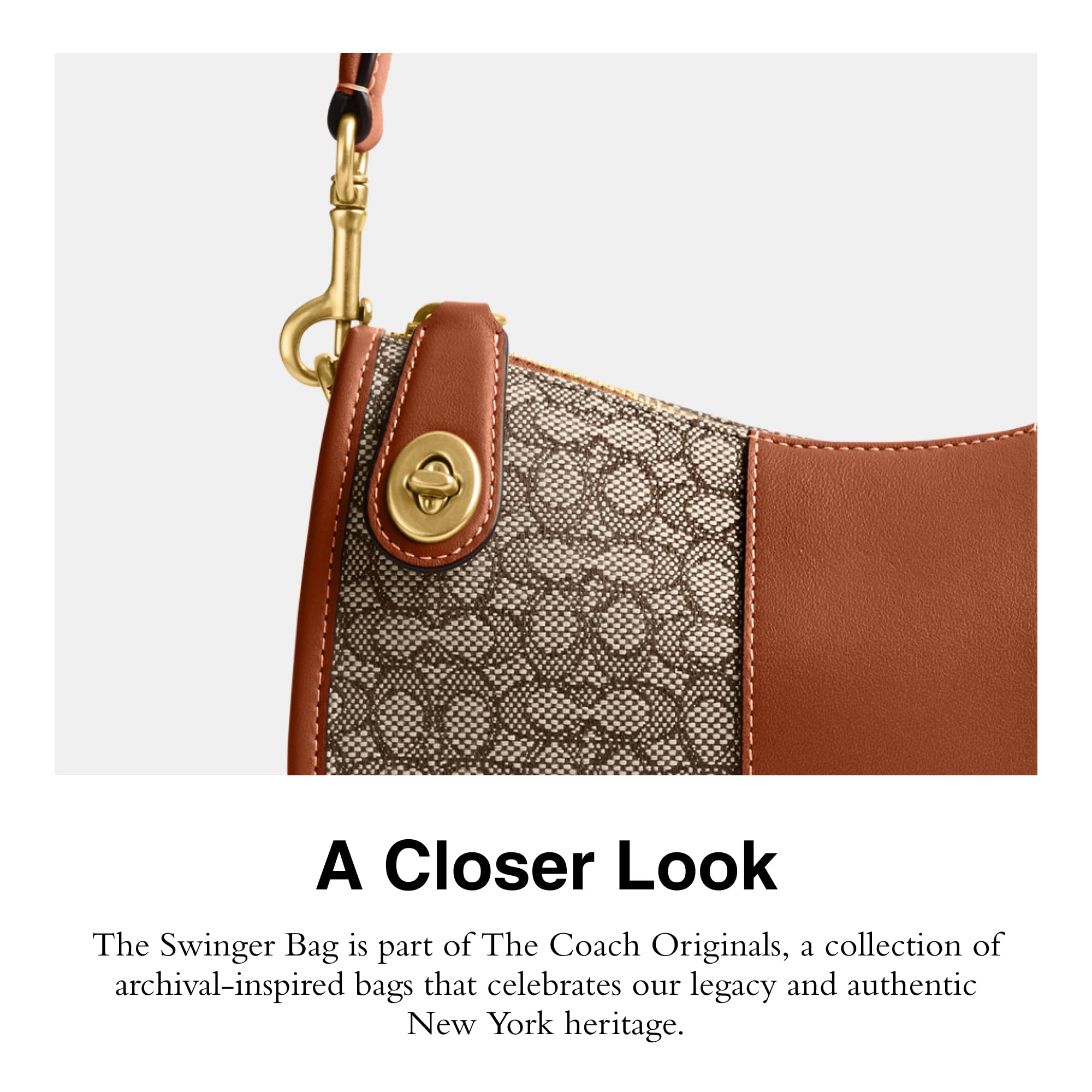 Coach The Coach Originals Mini Signature Jacquard Swinger, Cocoa Burnished Amber