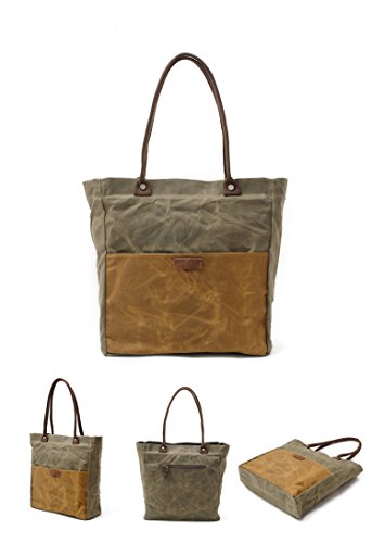 peacechaos Women's Canvas Waterproof Shoulder Hand Bag Tote Bag Purse Handbag (Army Green)