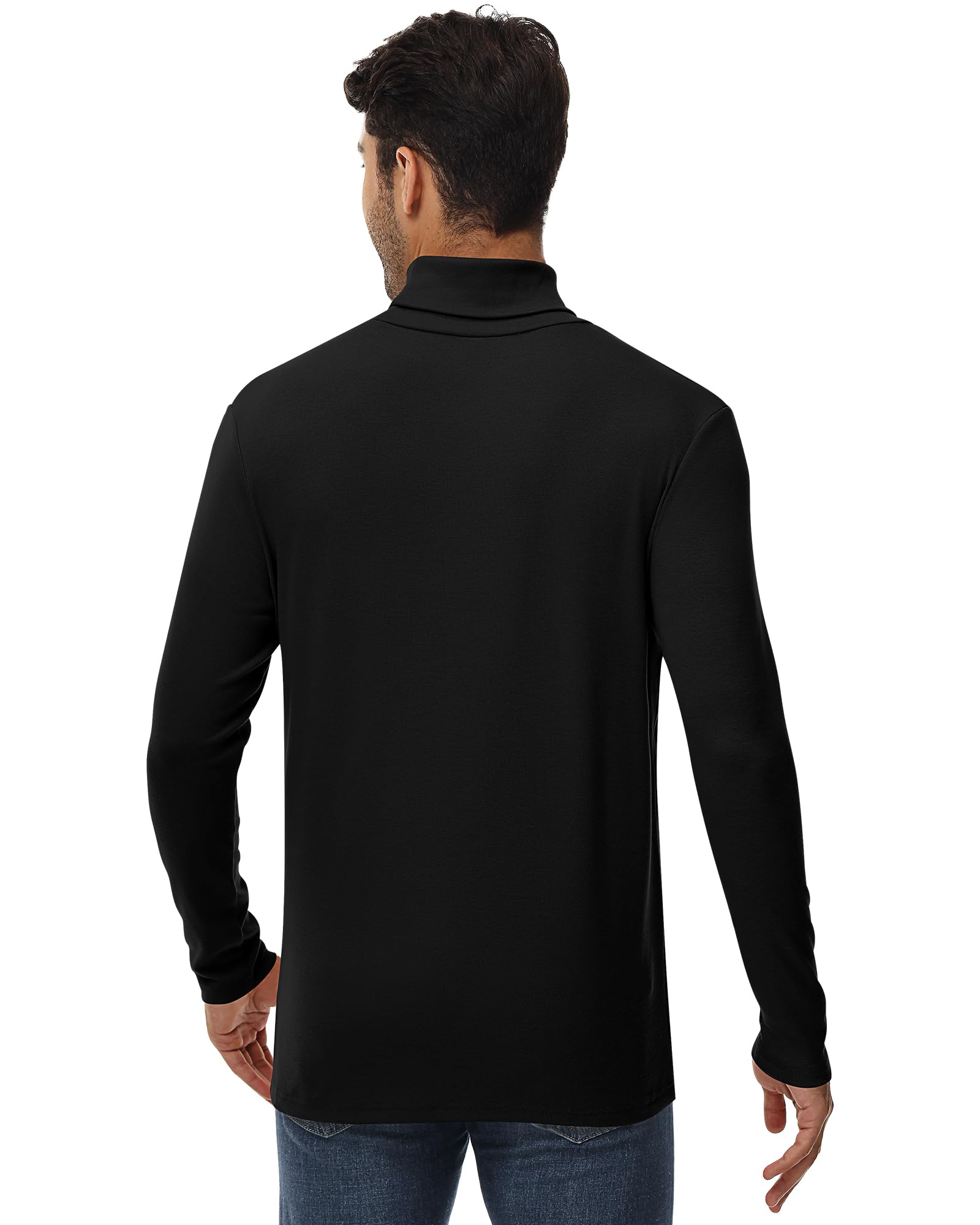 Ficerd 3 Pack Men's Turtleneck Shirts, Long Sleeve Cotton Pullover Sweaters Mock Neck Knitted T Shirt Basic Slim Fit Tee Tops(Black, White, Apricot,Large)
