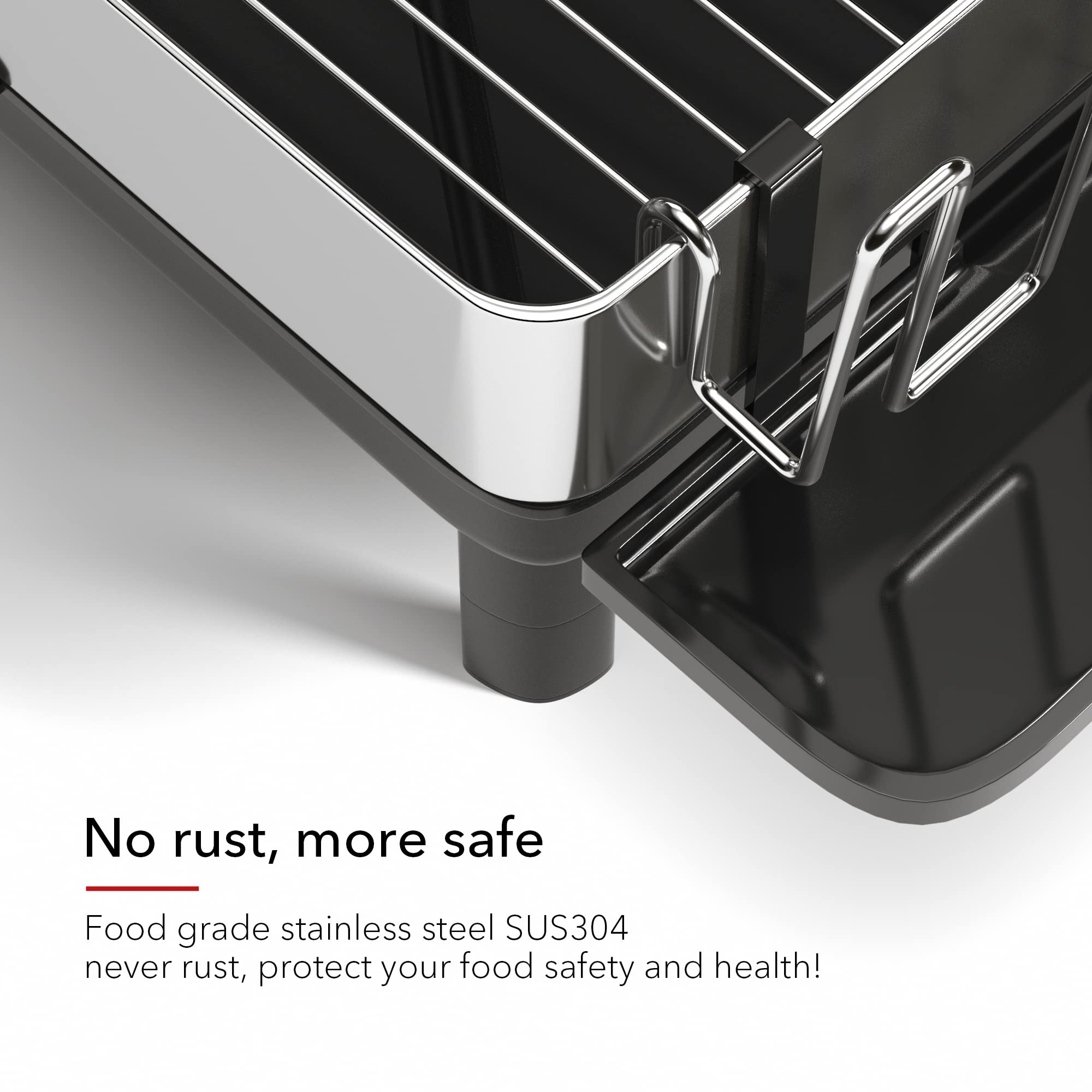 niffgaff Dish Drying Rack with Automatic Drainage System, Fingerprint-Proof Stainless Steel 304 Frame, A1908S-1