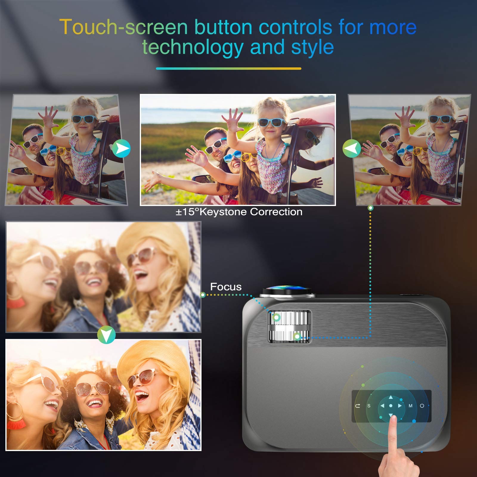 VILINICE Projector with 100" Projector Screen, Native 1080P 9000Lux Projector Full HD 100,000h Lamp Life Movie Projector Compatible with TV Stick, Roku, Smart Phone, HDMI, USB, VGA, AUX(Grey)