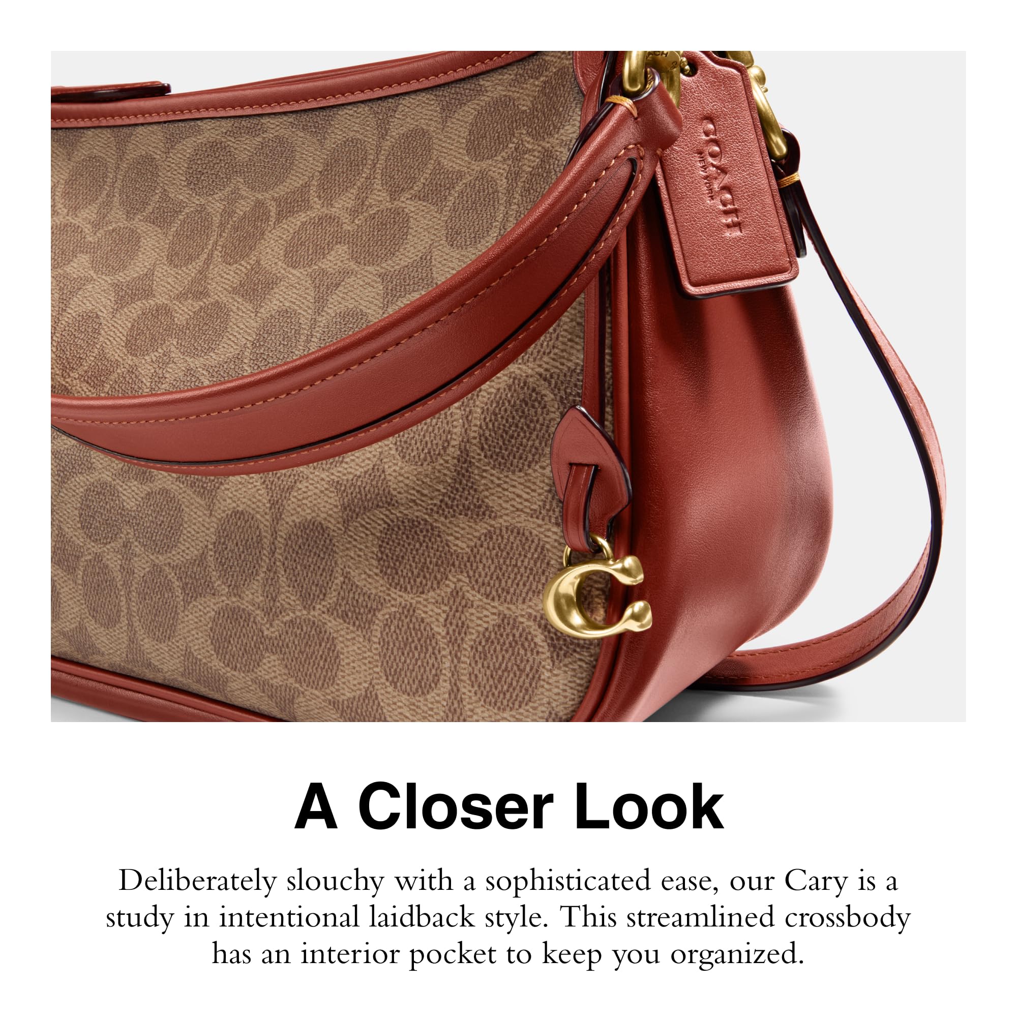 COACH Coated Canvas Signature Cary Crossbody, Tan Rust