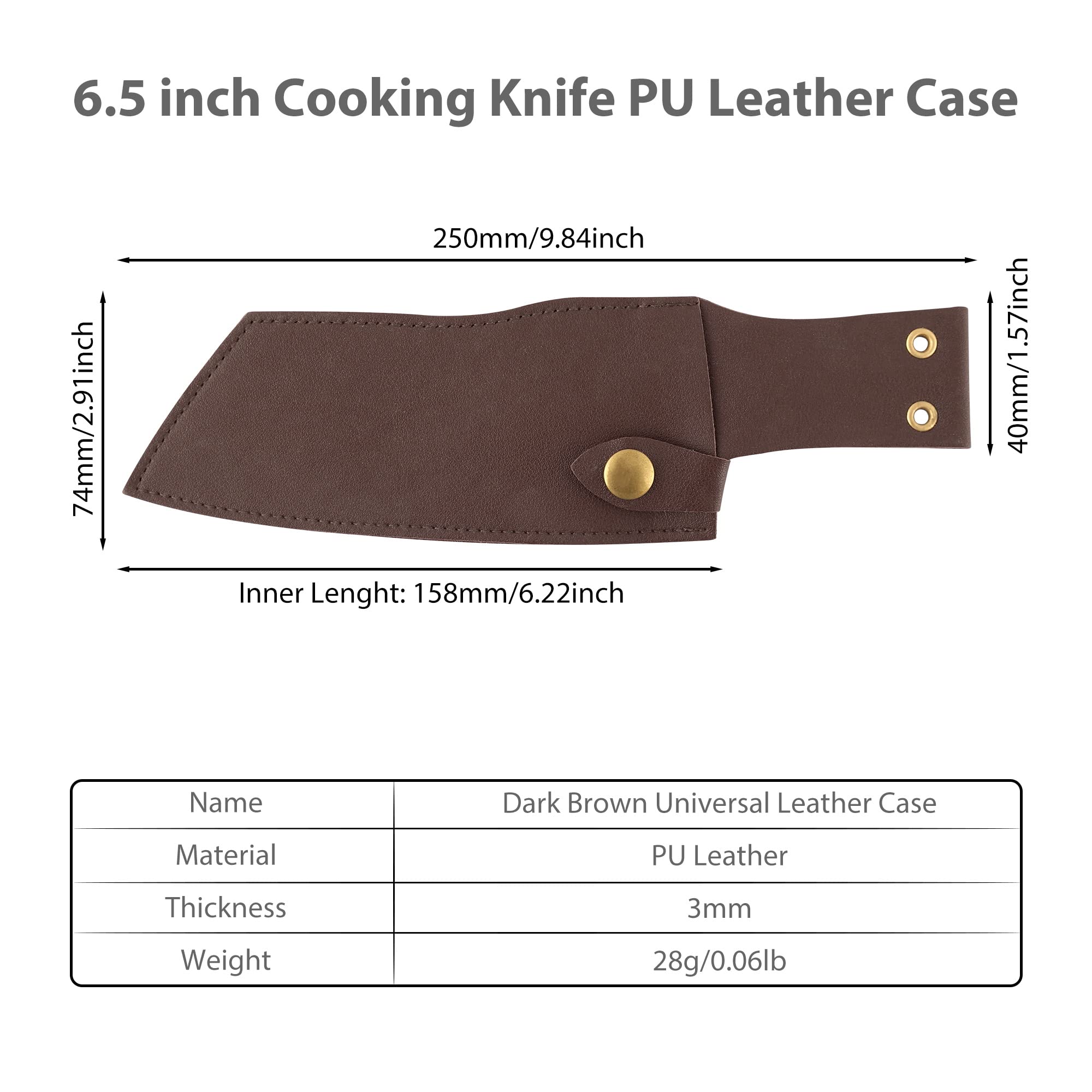 XYJ 5pcs/set Universal Chef Knife Sheath Leather Knives Sleeves For Cooking Kitchen Knife Blade Guards Protection Case Vegetable Chopping Knives Cover (For 6.5‘’ Cooking Knife)