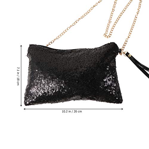 Tinksky Sparkly Sequin Handbag Lady Party Evening Clutch Shoulder Bag, Mother's Day gift or gift for women (Black), 10 * 7.1 * 0.8 inch