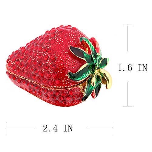 YU FENG Hinged Trinket Box For Girls, Handmade Red Strawberry Trinket Boxes Decorated for Women (red strawberry)