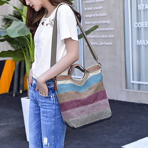 CVFAJI Womens Shoulder Bags Canvas Hobo Handbags Multi-Color Casual Messenger Bag Top Handle Tote Crossbody Bags