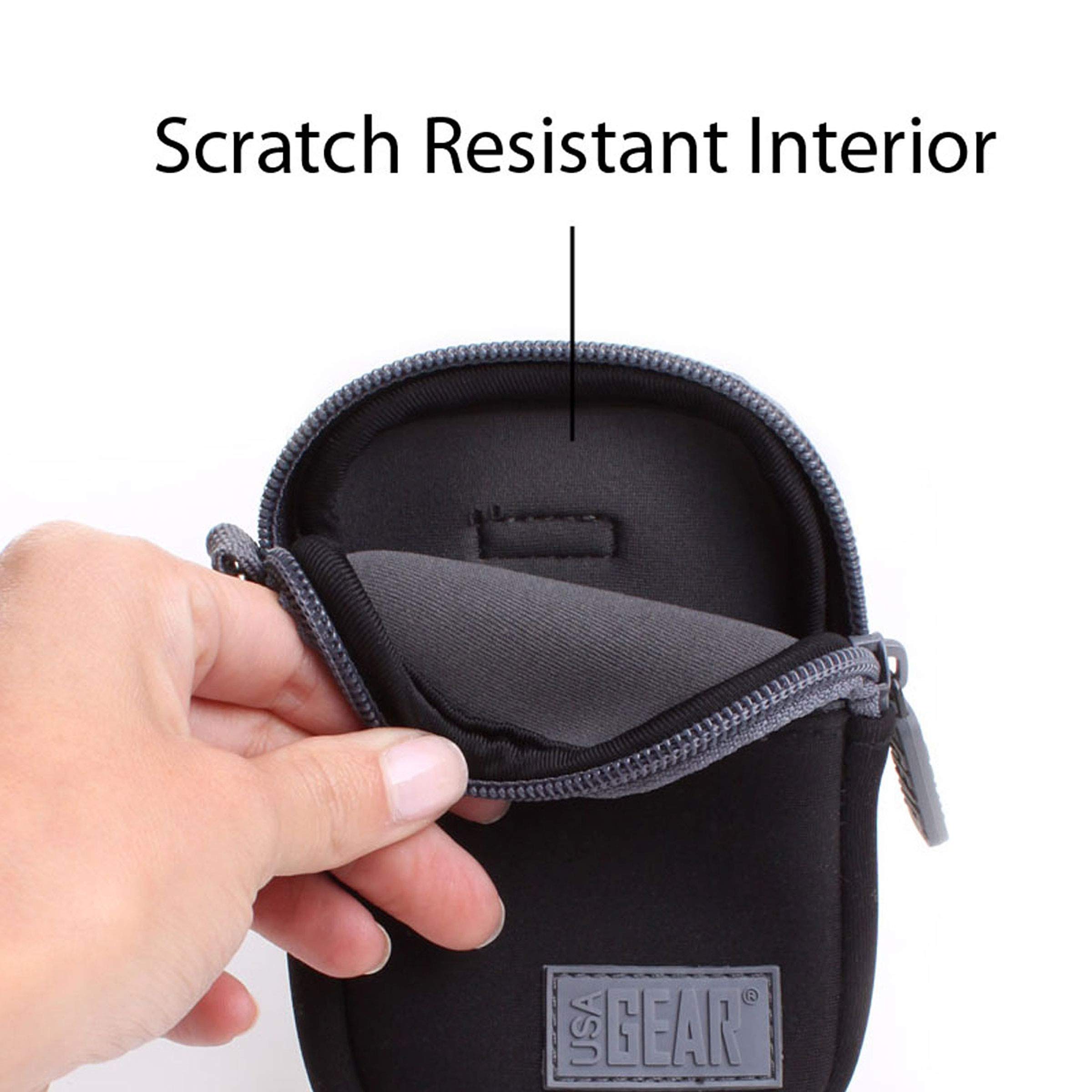USA Gear Point and Shoot Camera Case Compatible with Nikon Coolpix A10, S4300, S6900, W300 and More - Digital Camera Sleeve Neoprene, Belt Loop, Wrist Strap, Pocket for SD Cards, Batteries (Black)