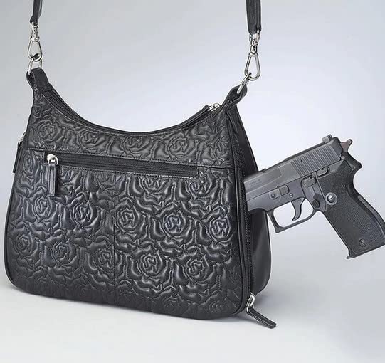 Gun Toten Mamas Embroidered Lambskin Hobo Bag, Black, One Size