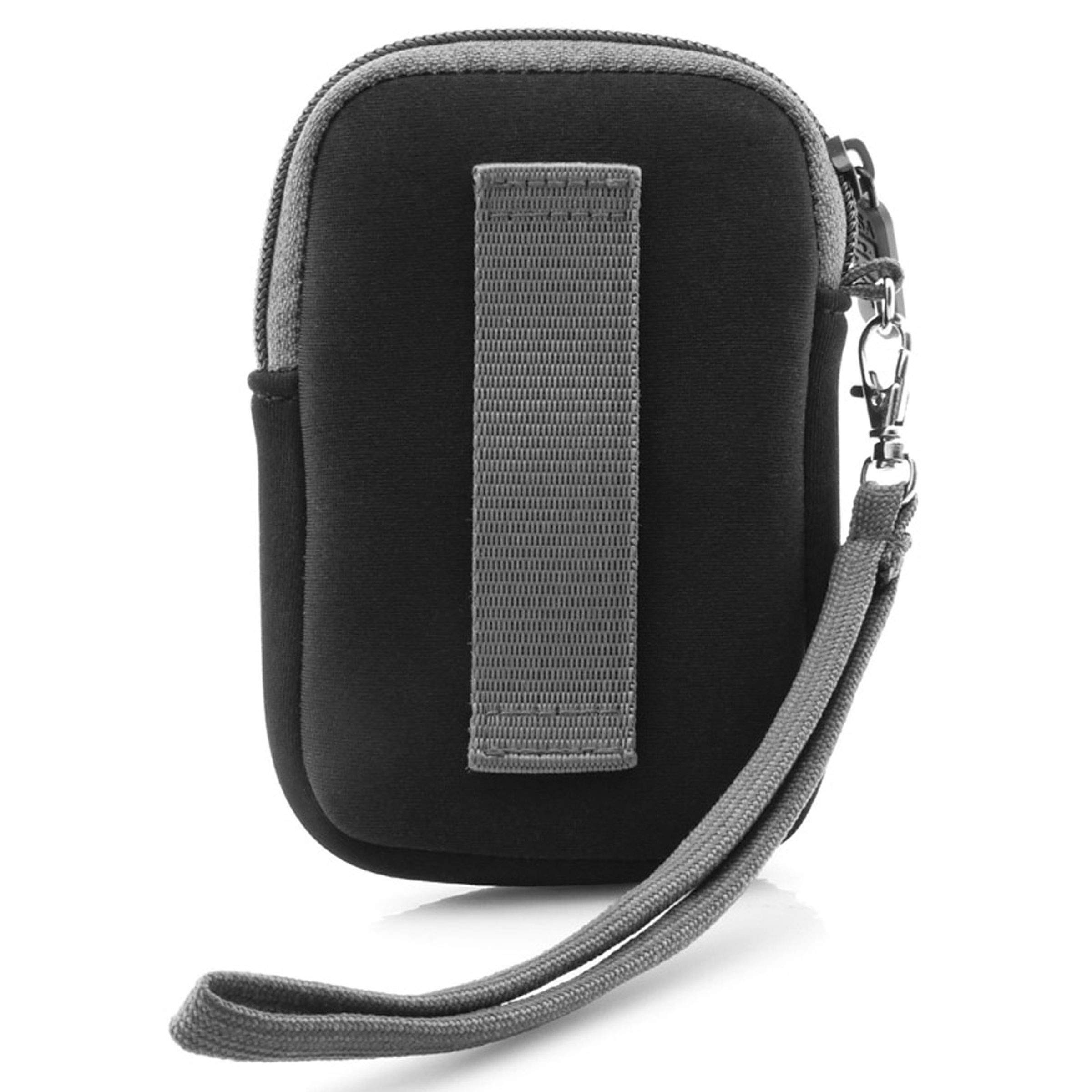 USA Gear Point and Shoot Camera Case Compatible with Nikon Coolpix A10, S4300, S6900, W300 and More - Digital Camera Sleeve Neoprene, Belt Loop, Wrist Strap, Pocket for SD Cards, Batteries (Black)