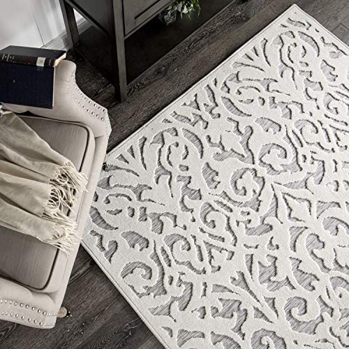 My Texas House by Orian Indoor/Outdoor Lady Bird Area Rug, 5'2" x 7'6", Natural/Grey