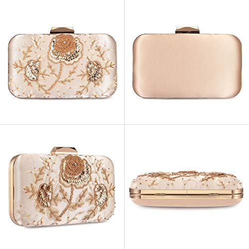 UBORSE Embroidery Sequin Beaded Clutch Purses for Women Evening Bags Formal Party Wedding Purses Prom Cocktail Party Handbags