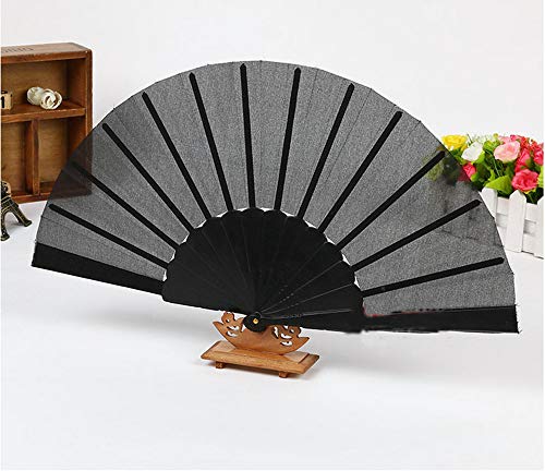 Minelife 4 Pieces Black Handheld Folding Fan, Decoration Fold Hand Fan Nylon Cloth Chinese Fan for Party Favors, Dancing, DIY Decoration