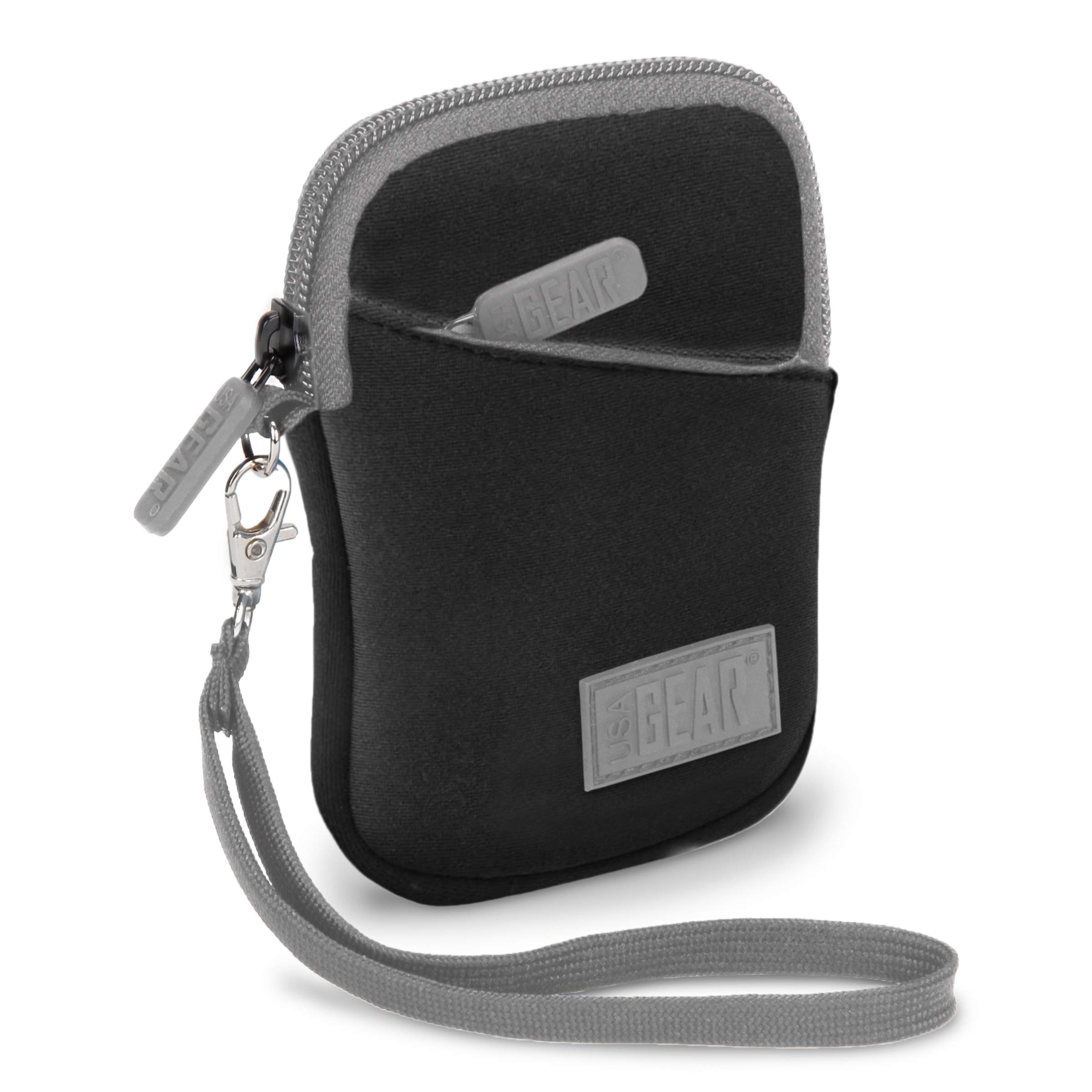 USA Gear Point and Shoot Camera Case Compatible with Nikon Coolpix A10, S4300, S6900, W300 and More - Digital Camera Sleeve Neoprene, Belt Loop, Wrist Strap, Pocket for SD Cards, Batteries (Black)
