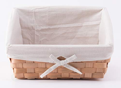 Wooden Angled Display Basket with Fabric Liner for Storage and Display