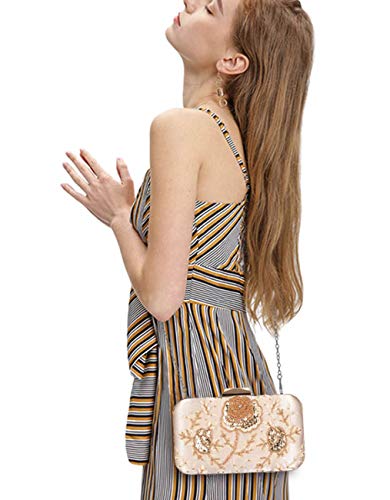 UBORSE Embroidery Sequin Beaded Clutch Purses for Women Evening Bags Formal Party Wedding Purses Prom Cocktail Party Handbags