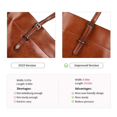 Kattee Vintage Genuine Leather Tote Shoulder Bag for Women Satchel Handbag with Top Handles (Brown)