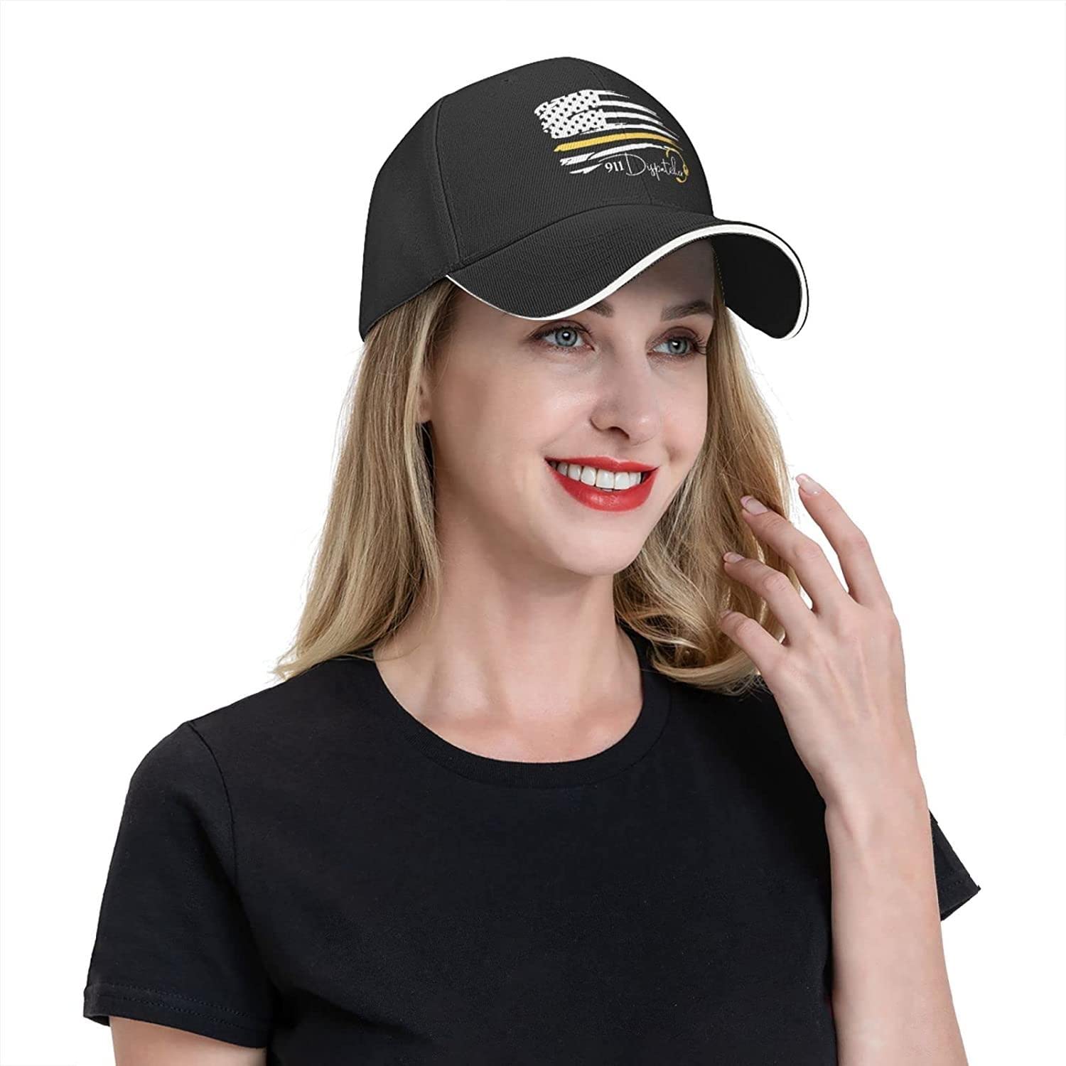 Number 911 Dispatcher Thin Gold Yellow Line Dispatch American Flag Baseball Golf Cap Casquette Outdoor Trucker Hats Adjustable Custom