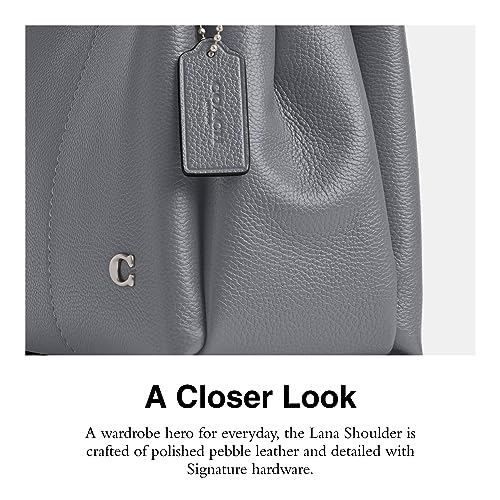 COACH Polished Pebble Leather Lana Shoulder Bag 23, Grey Blue