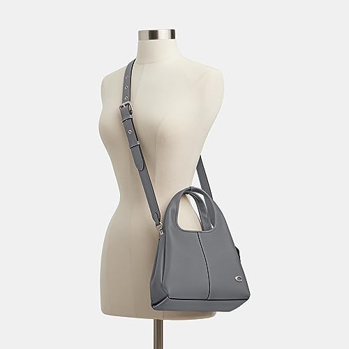 COACH Polished Pebble Leather Lana Shoulder Bag 23, Grey Blue