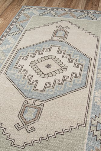 Momeni Anatolia Wool and Nylon Area Rug 3'3" X 5' Light Blue