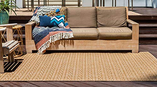 Unique Loom Modern Collection Distressed, Stripes, Helix, Vintage, Indoor and Outdoor Area Rug, 2 ft 2 in x 3 ft, Light Brown/Beige