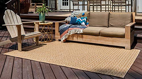 Unique Loom Modern Collection Distressed, Stripes, Helix, Vintage, Indoor and Outdoor Area Rug, 2 ft 2 in x 3 ft, Light Brown/Beige