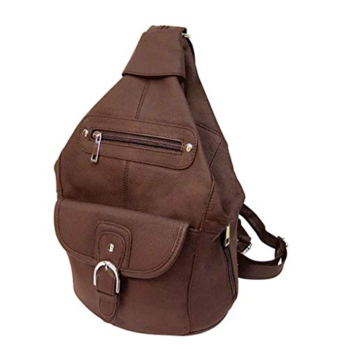 SILVERFEVER Silver FeverĀ® Genuine Leather Backpack Purse Sling Organizer (Brown)