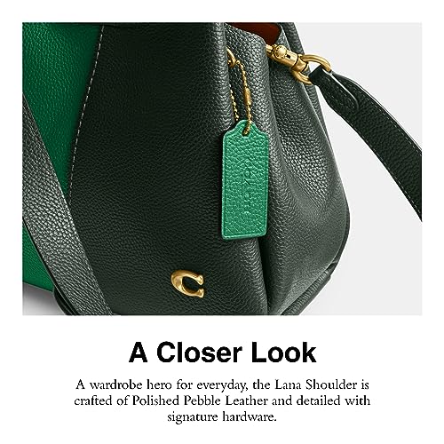 COACH Polished Pebble Leather Lana Shoulder Bag 23, Amazon Green Multi