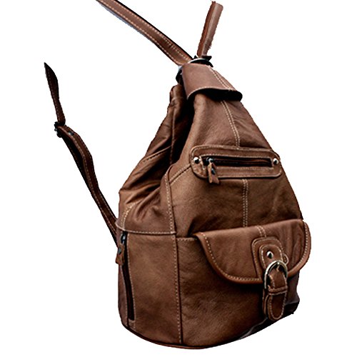 SILVERFEVER Silver FeverĀ® Genuine Leather Backpack Purse Sling Organizer (Brown)