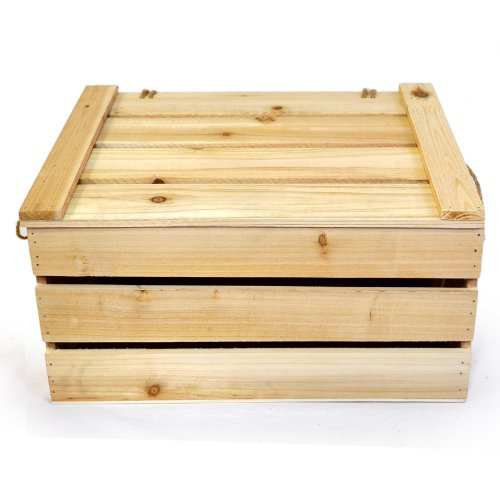 The Lucky Clover Trading Storage Box with Swing Lid Crate, Natural Wood