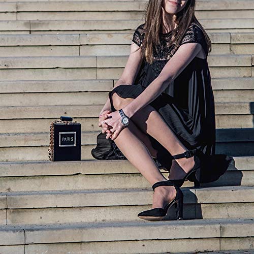 Paris Perfume Shape Women Acrylic Clutch Bags Evening Party Purses Cocktail Banquet Handbags (Black)