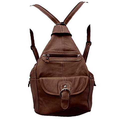 SILVERFEVER Silver FeverĀ® Genuine Leather Backpack Purse Sling Organizer (Brown)