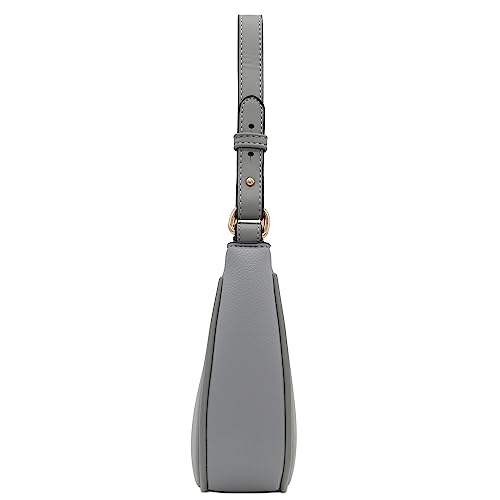 FashionPuzzle Small Crescent Shoulder Bag Underarm Purse (Light Grey)