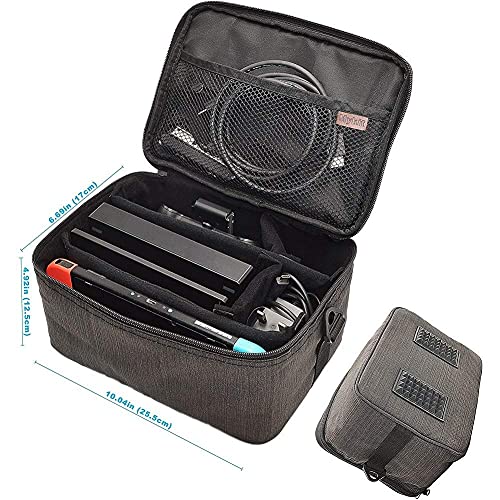 Horloy Mykit Carrying Case Compatible with Nintendo Switch Bag Portable Soft Travel All Protective Case Large Space Storage Bag for Nintendo Switch Lite & Accessories with Shoulder Strap Coffee Gray