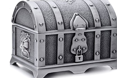 REINDEAR Vintage Pewter Tooth Fairy Treasure Chest Box