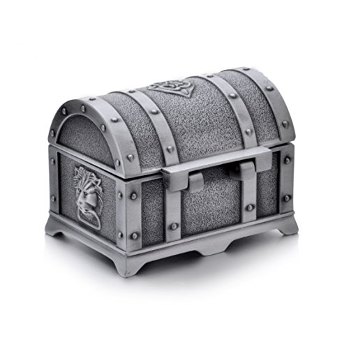 REINDEAR Vintage Pewter Tooth Fairy Treasure Chest Box