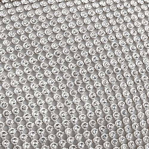 Elegant Evening Party Clutch Handbag Bling Shiny Sparkly Rhinestone Wedding Purse for Women (Silver)