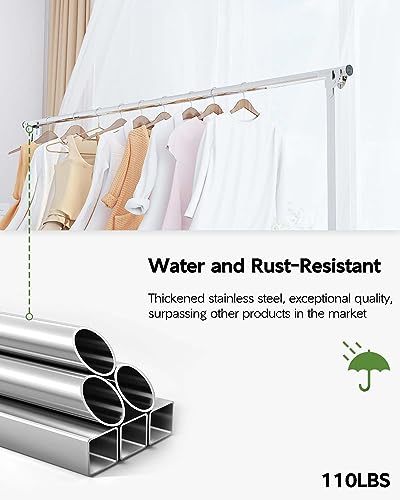 Vikaqi Clothes Drying Rack 79 Inches Folding Indoor, Drying Rack Clothing Collapsible, Foldable Laundry Drying Rack, Clothes Rack Drying, Retractable RV Clothesline, 20 Hooks 12 Clips