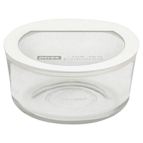 Pyrex 071160088047 Premium 4 Cup Round Storage Dish, White