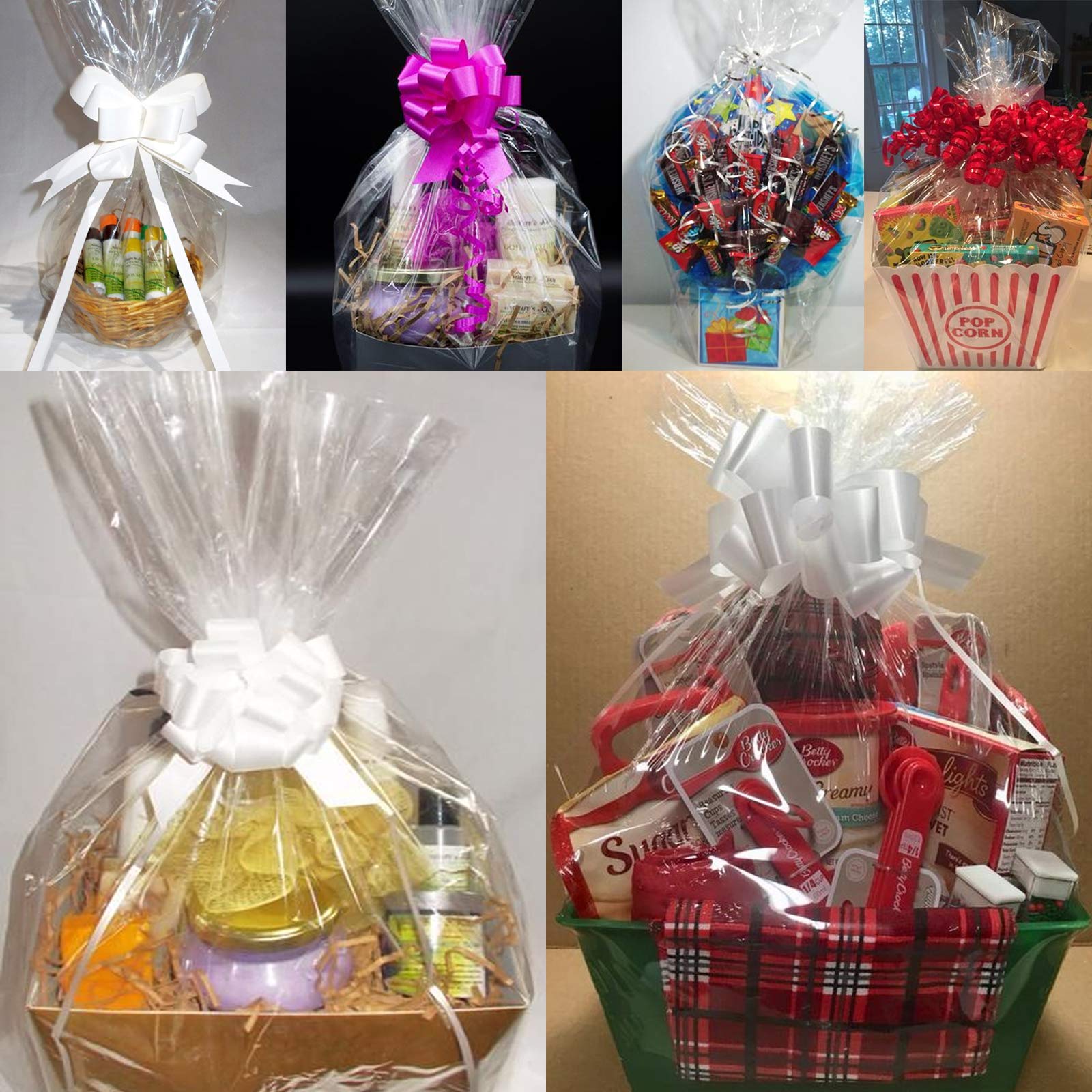 AnapoliZ Clear Cellophane Wrap Bags | (10 Pcs) X-Large 24”in X 30”in | 2.5 Mil Thick Crystal Clear Cello Bag | Clear Cellophane Basket Bags Large | Cellophane Bags for Baskets | Basket Wrapping Bags