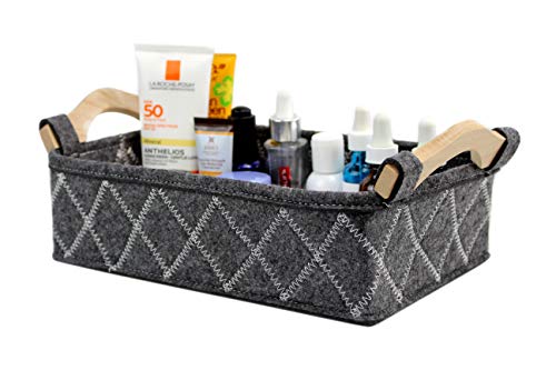 Bins & Things Felt Storage Bins Basket Set of 3 (S, M, L) Fabric Storage Organizing Baskets with Durable Handles - Home Storage Organizer Made with Thick Durable Felt Materials - Fabric Storage Basket