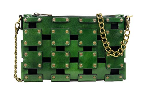 Time Resistance Leather Clutch Purse Women's Wrist Bag Shoulder Bag Handbag Green