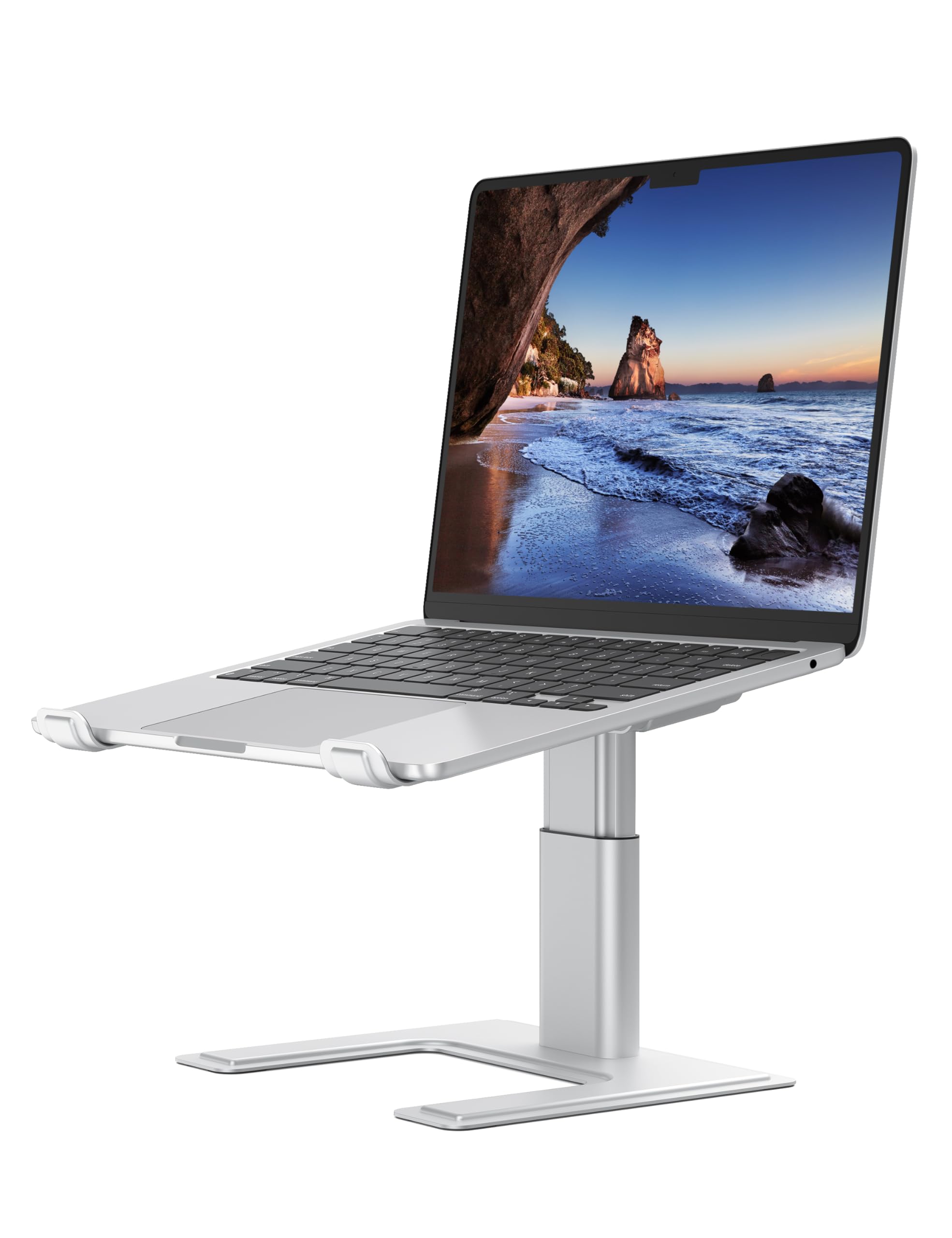 Ergopollo Laptop Stand for Desk, Computer Stand Adjustable Height, Ergonomic Notebook Laptop Riser, Aluminum Metal Holder Compatible with 10 to 15.6 Inches Notebook PC Computer, Silver