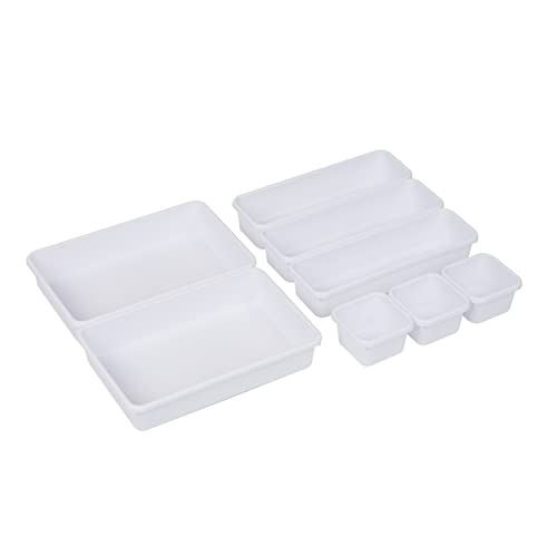 Mind Reader 8 Piece Interlocking Multi Purpose Storage bin Organizers, White