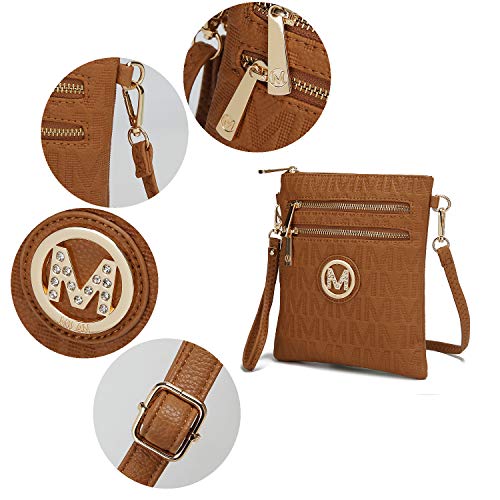 MKF Crossbody Bags for Women, Wristlet Strap – PU Leather Shoulder Handbag – Small Crossover Messenger Purse, Chocolate