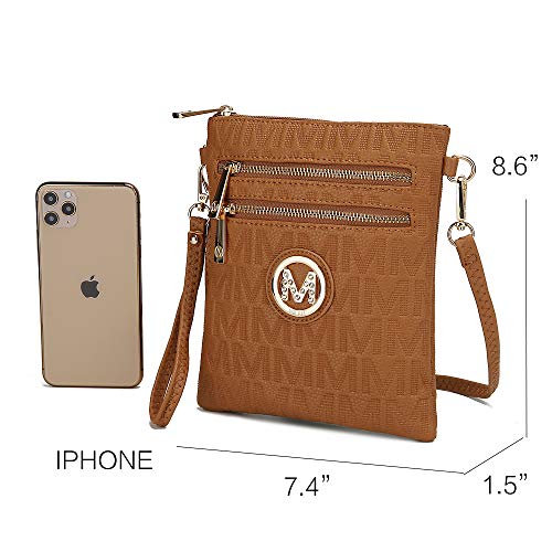 MKF Crossbody Bags for Women, Wristlet Strap – PU Leather Shoulder Handbag – Small Crossover Messenger Purse, Chocolate