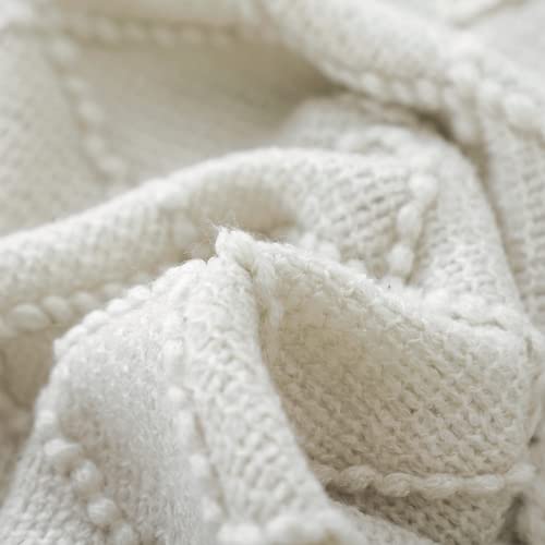 BOURINA Throw Blanket-50 x60 Beige, Textured Solid Soft SofaThrow, Knitted Decorative Throw Blanket for Bedroom, Travel Blanket, Officeroom