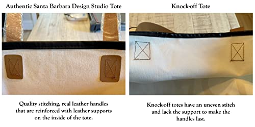 Santa Barbara Design Studio Tote Bag Wedding Collection Black and White 100% Cotton Canvas with Genuine Leather Handles, Large, Bride Vibes