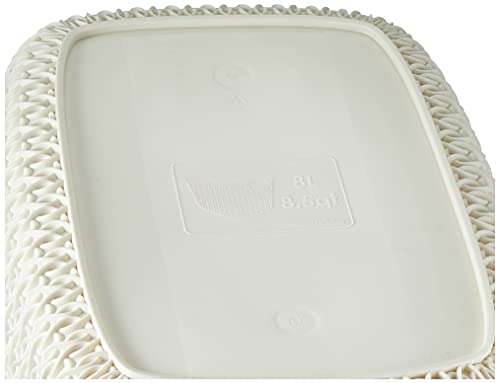 Curver Basket Knit Rectangular 8L in White, 30 x 22.5 x 17 cm