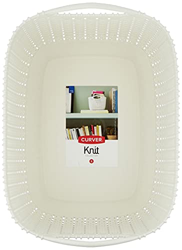 Curver Basket Knit Rectangular 8L in White, 30 x 22.5 x 17 cm